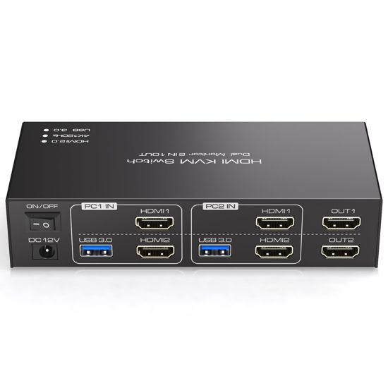 GetUSCart- HDMI KVM Switch 2 Monitors 2 Computers 4K@120Hz USB 3.0 KVM ...