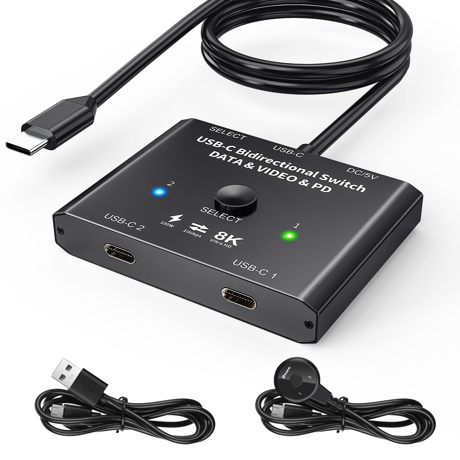GetUSCart- USB C Switch 2 in 1 Out or 1 in 2 Out, Type-C Bidirectional ...