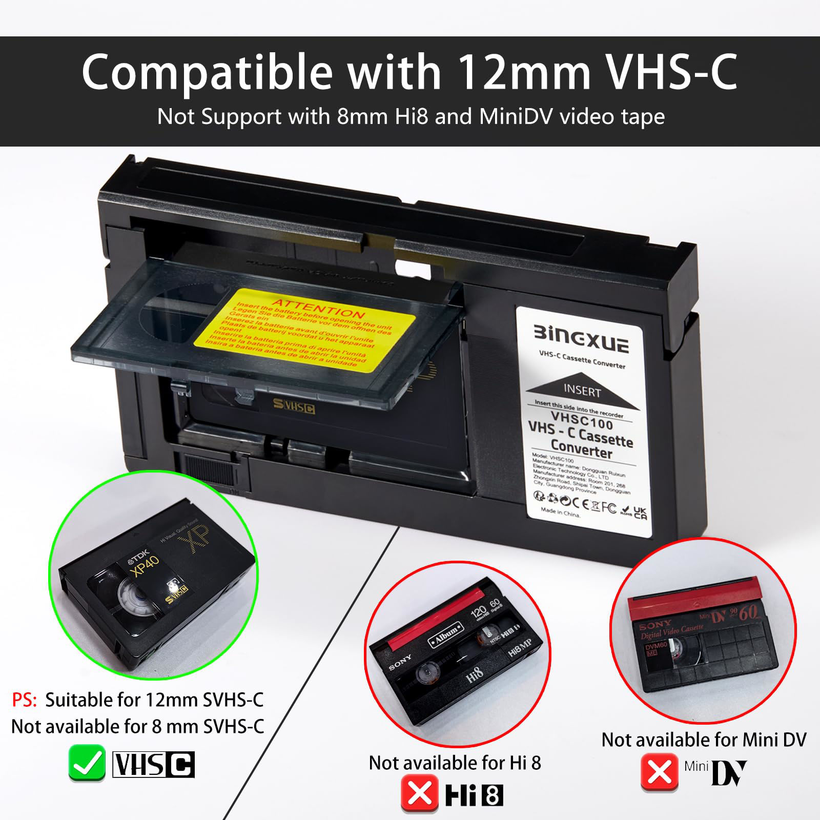 GetUSCart- VHS C Adapter Cassette Converter Compatible with VHS-C SVHS ...