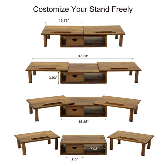 GetUSCart- ROCDEER Dual Monitor Stand Riser for Desk, Adjustable Length ...