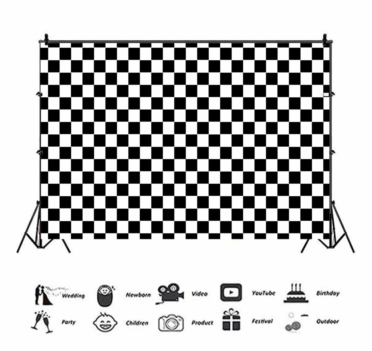 GetUSCart- Black and WhiteRacing Checker Texture Grid Birthday Chess ...
