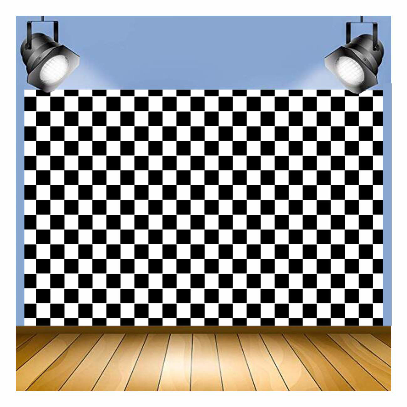 GetUSCart- Black and WhiteRacing Checker Texture Grid Birthday Chess ...