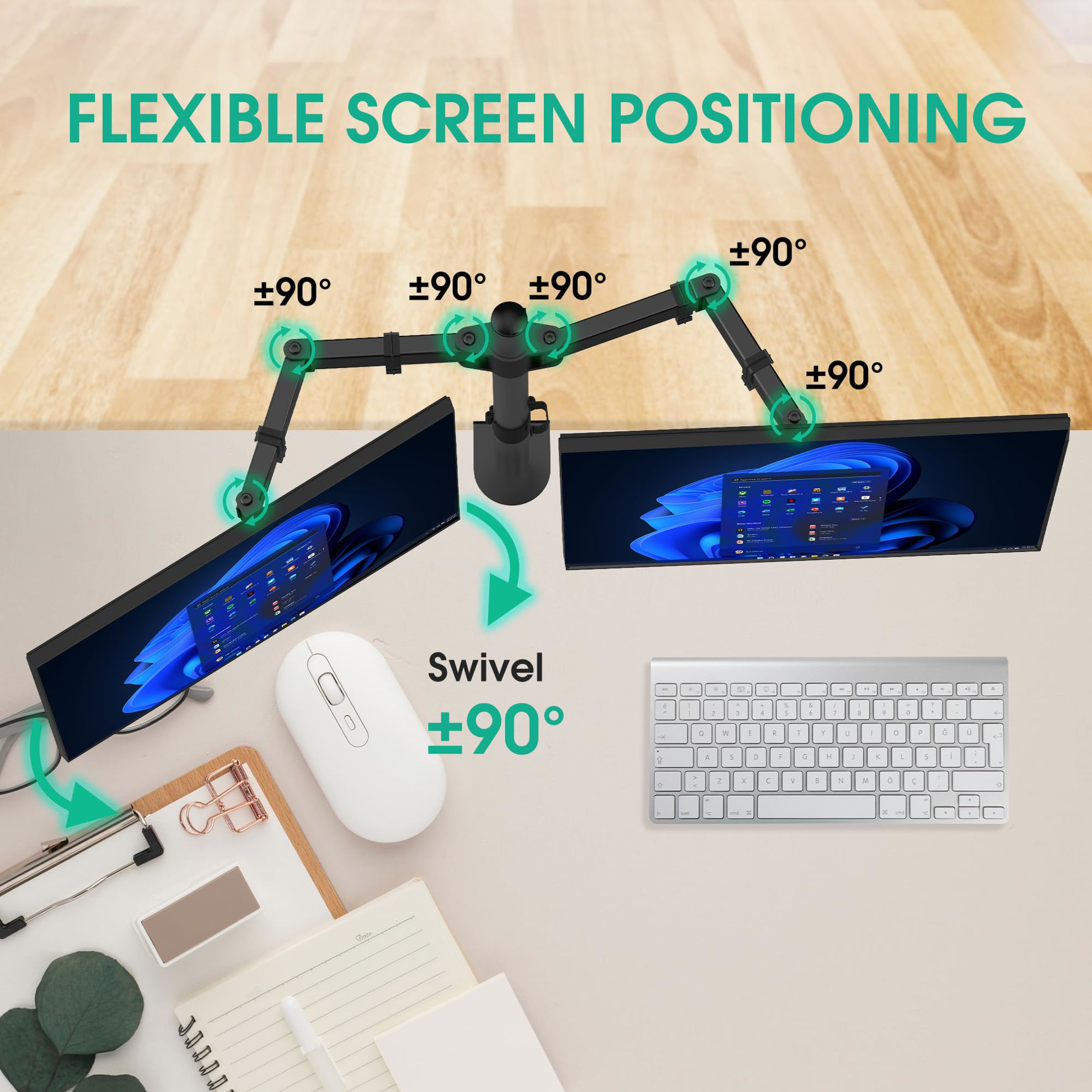 GetUSCart- Dual Monitor Desk Mount, Dual Monitor Arm for 17-27 Inch 2 ...