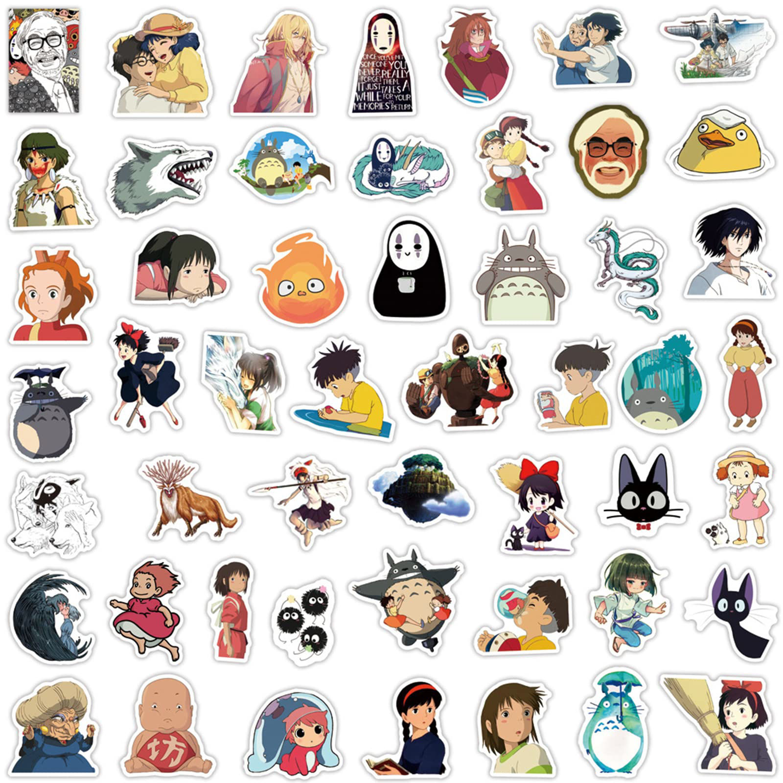 GetUSCart- 50 PCS Japanese Cartoon Stickers, Kawaii Studio Ghibli Anime ...