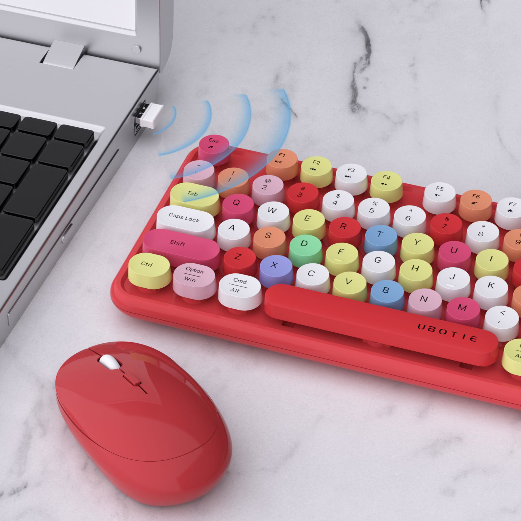 GetUSCart- UBOTIE Colorful Computer Wireless Keyboard Mouse Combos ...