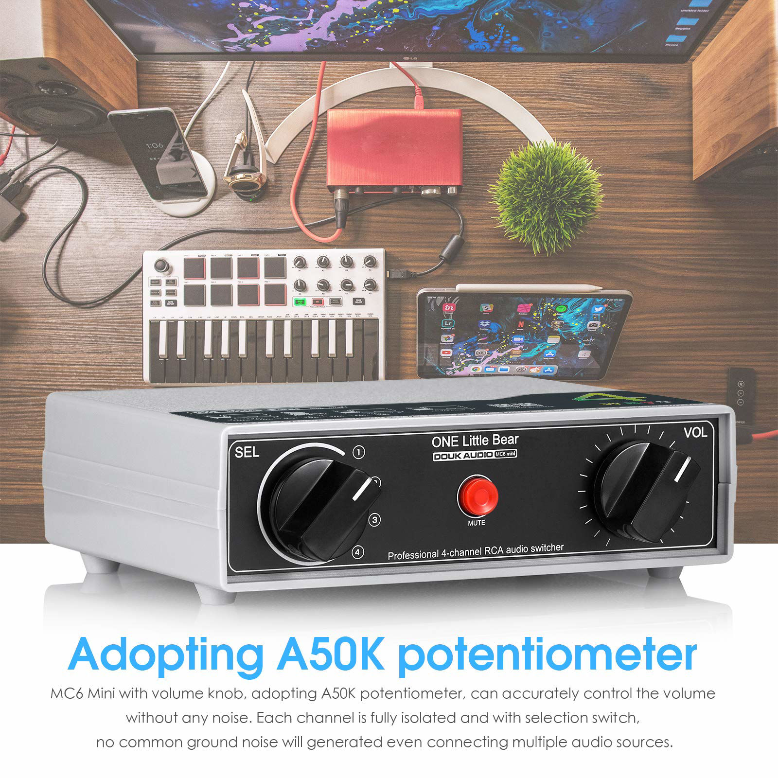 GetUSCart- Douk Audio MC6 Mini 4-Way Analog Stereo RCA Audio Switcher ...