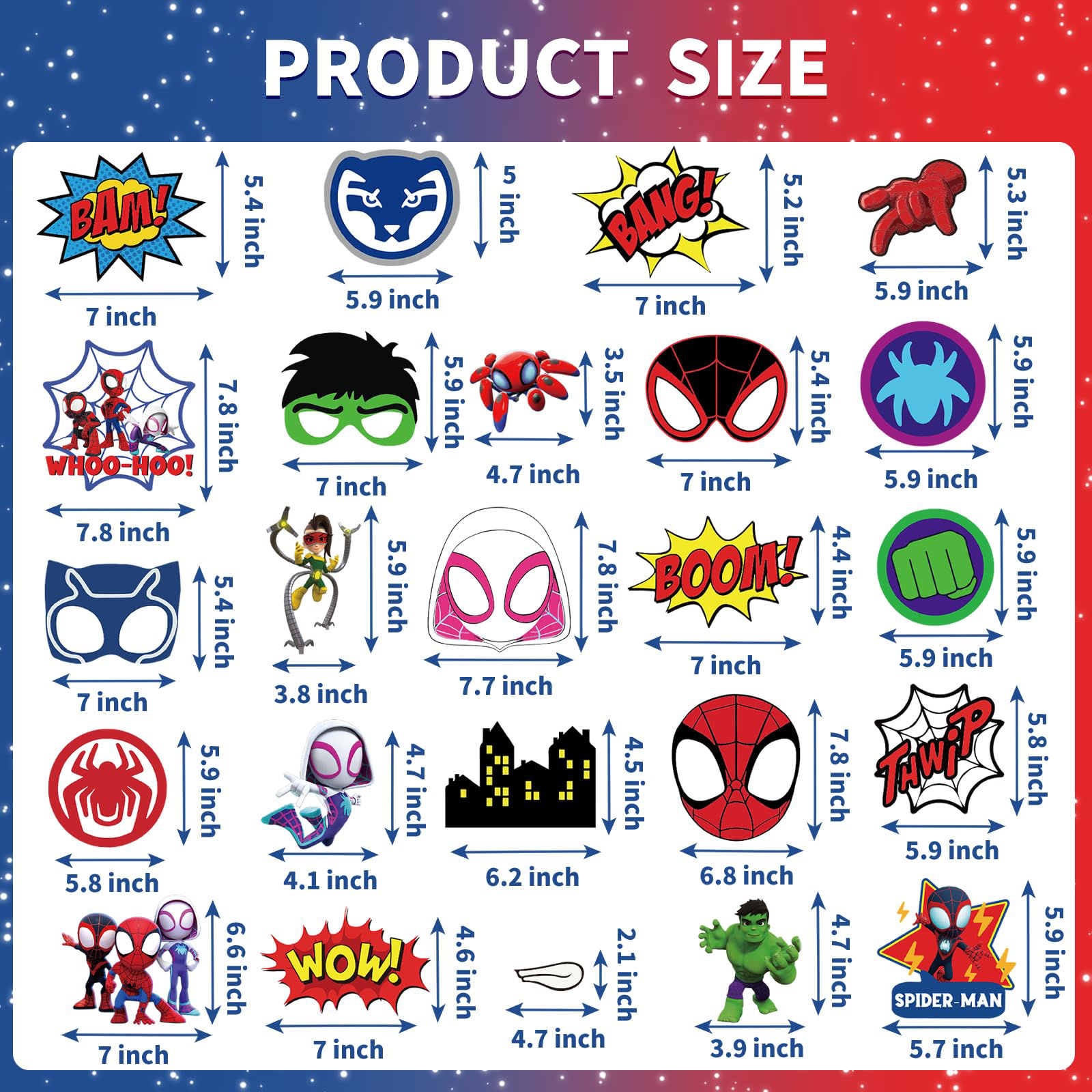 GetUSCart- 24pcs Spidey Photo Booth Props Spidey Theme Decor Come on ...