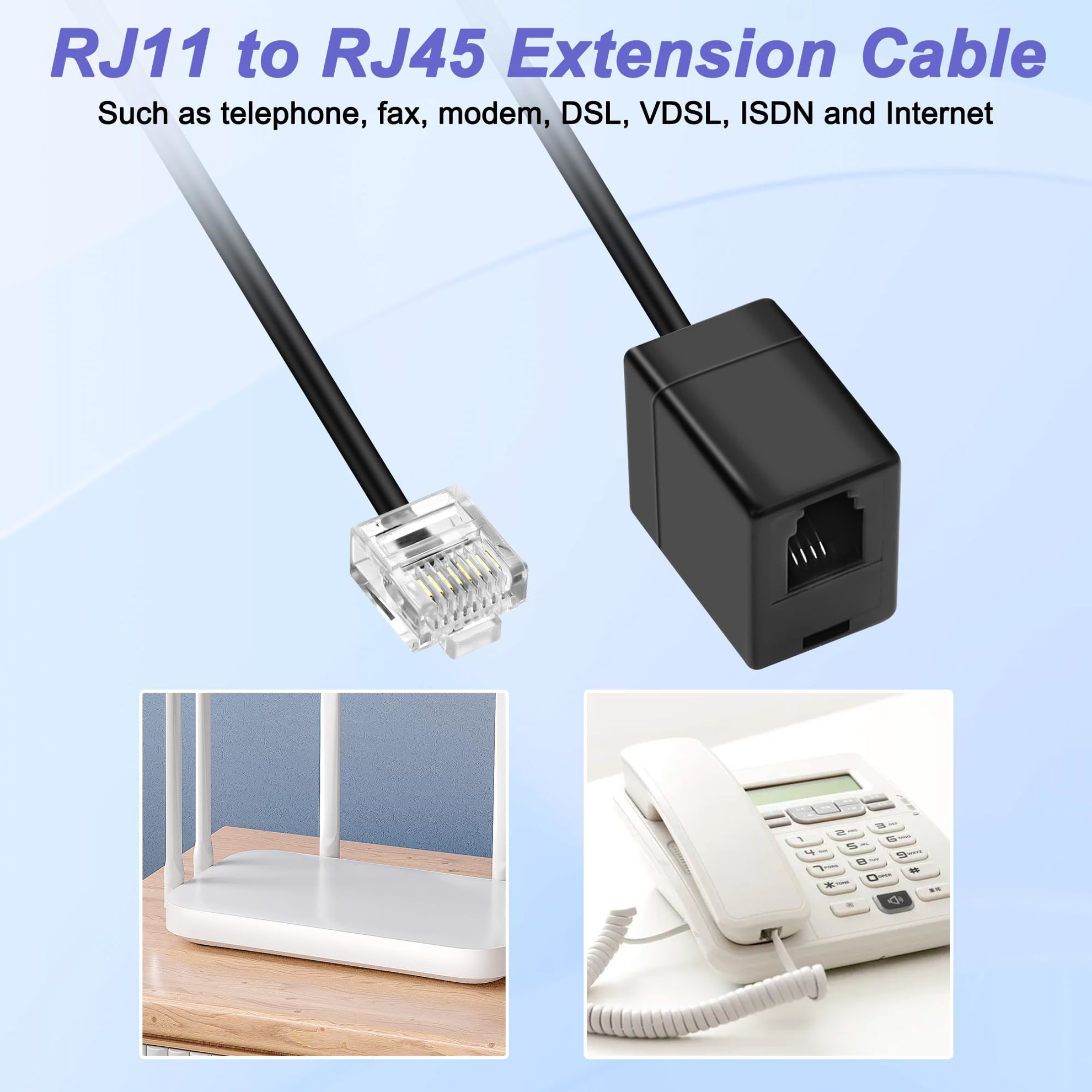 GetUSCart- MEIRIYFA RJ11 Phone Jack to RJ45 Ethernet Converter Cable ...