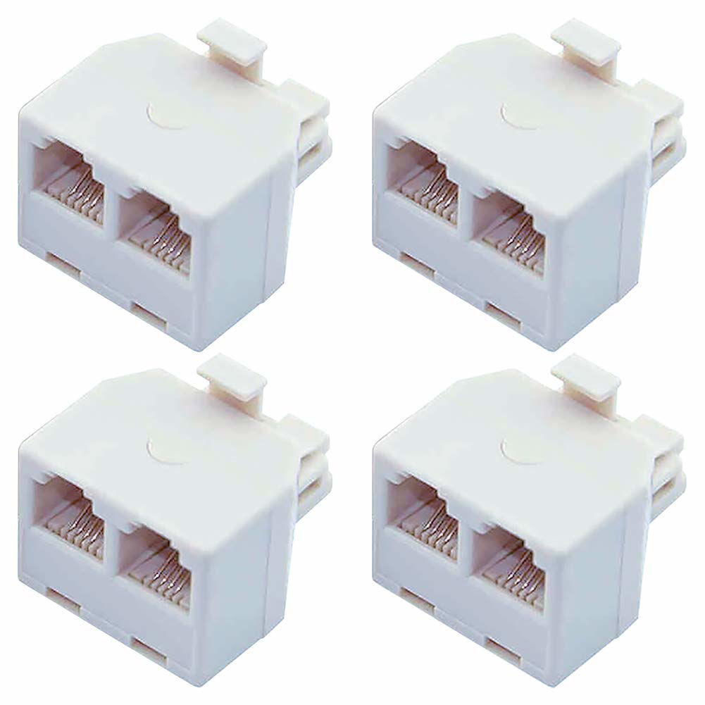 GetUSCart- Two Way Telephone Splitter, 4-Pack RJ11 6P4C Wall Jack Plug ...