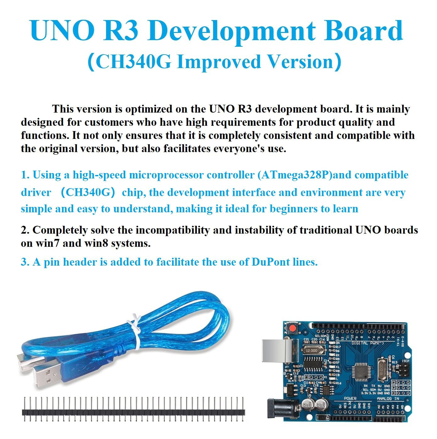 Getuscart Wwzmdib Uno R3 Board Compatible With Arduino Uno Atmega328p Microcontroller Ch340g I