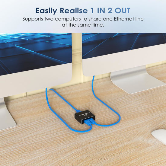 GetUSCart- Qoosea Ethernet Splitter 1 to 2 High Speed Ethernet Switch 1000Mbps 2 Port Gigabit ...