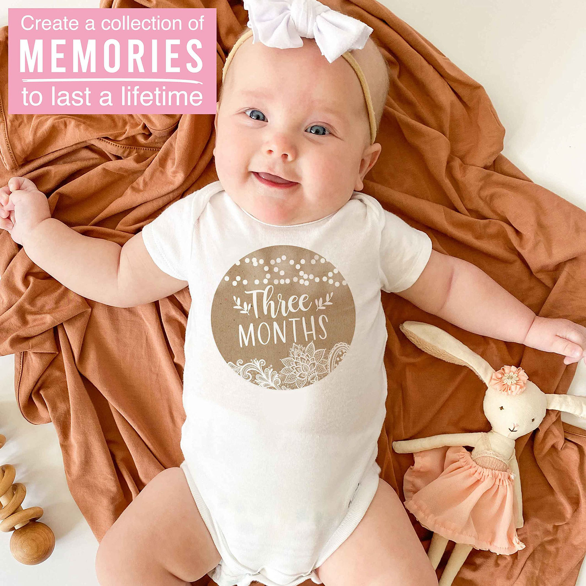 GetUSCart- 20 Monthly Baby Milestone Stickers - Rustic Baby Monthly ...