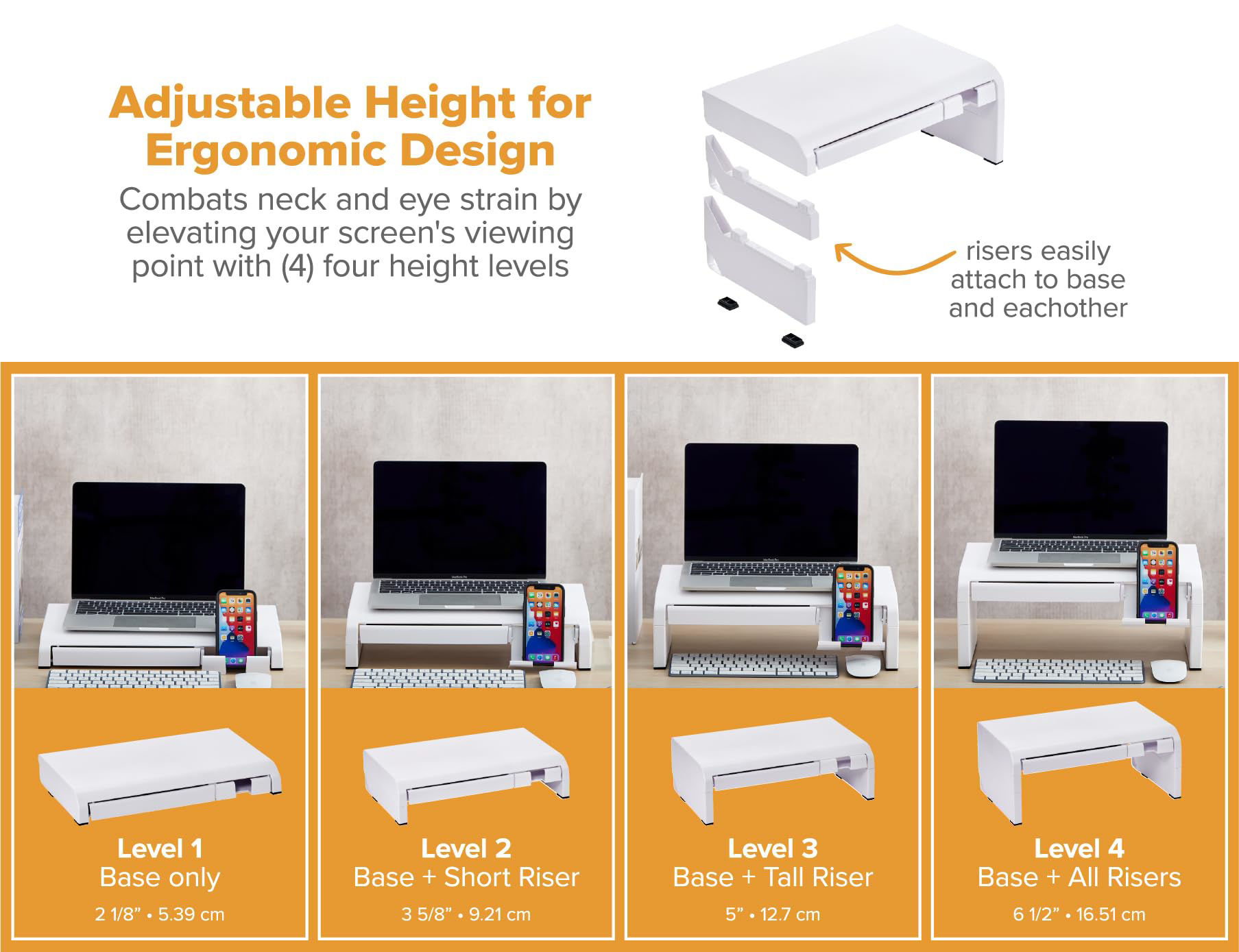 GetUSCart- Bostitch Konnect Adjustable Monitor Riser with Drawer & Cell ...
