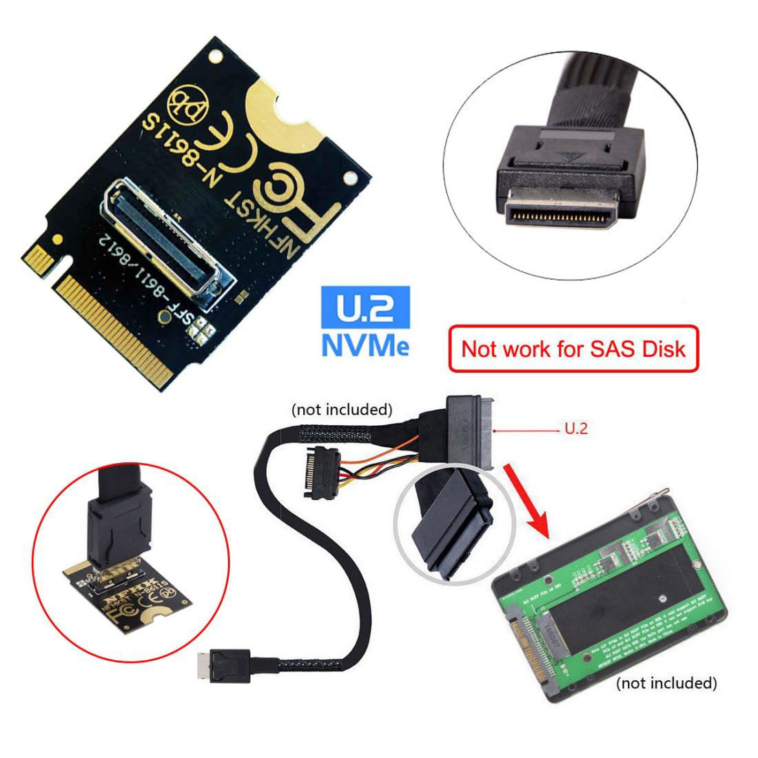GetUSCart- chenyang Oculink SFF-8612 SFF-8611 to PCI-E 4.0 NVME M.2 M-Key Vertical Host Adapter ...
