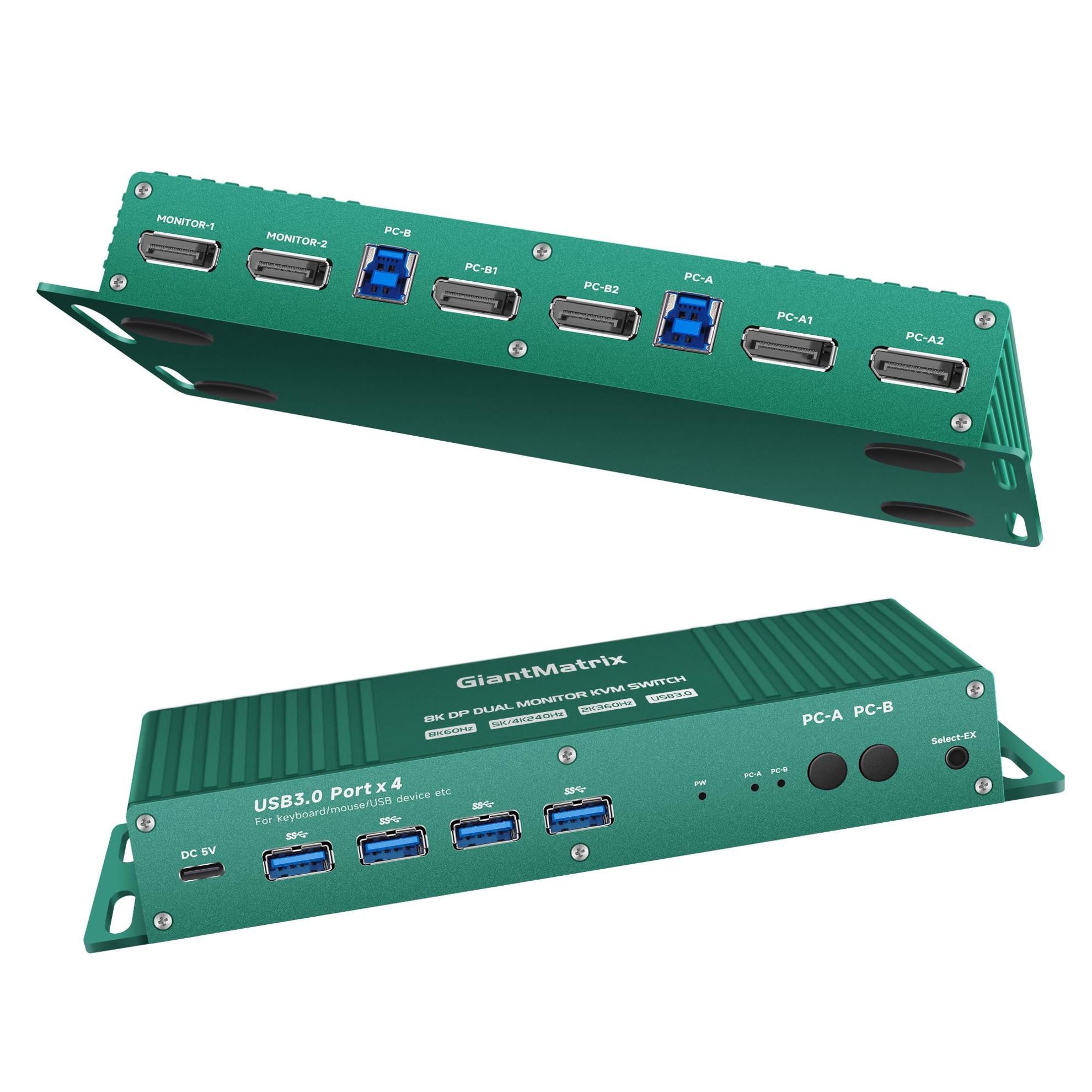 GetUSCart- DP Kvm Switch 2 Monitors 2 Computers 144Hz kvm Switch 2 ...