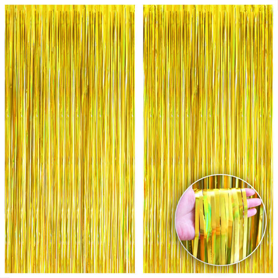 GetUSCart- KatchOn, Holographic Gold Fringe Curtain Backdrop ...