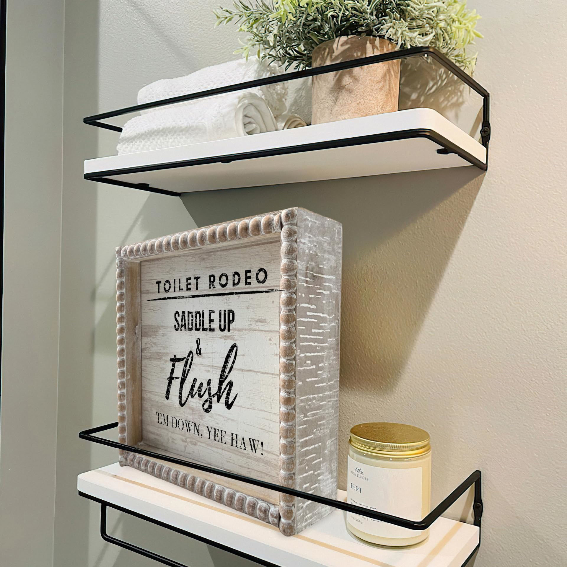 GetUSCart- Boho Farmhouse Wooden Framed Bathroom Decor Signs, Funny ...