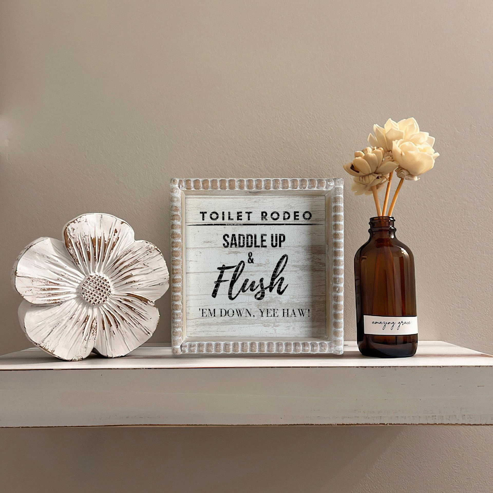 GetUSCart- Boho Farmhouse Wooden Framed Bathroom Decor Signs, Funny ...