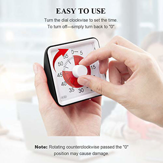 GetUSCart- Secura 60-Minute Visual Timer, Classroom Countdown Clock, Silent Timer for Kids and ...
