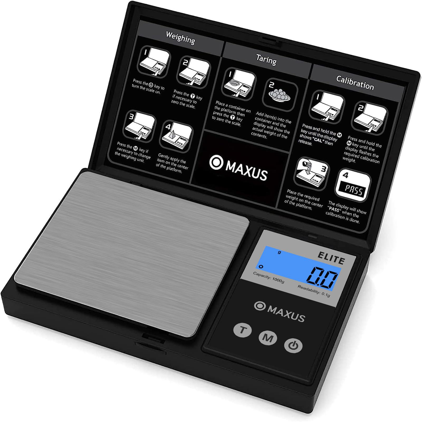 GetUSCart- MAXUS Digital Gram Scale 1000g/0.1g, Small Food Scale with ...