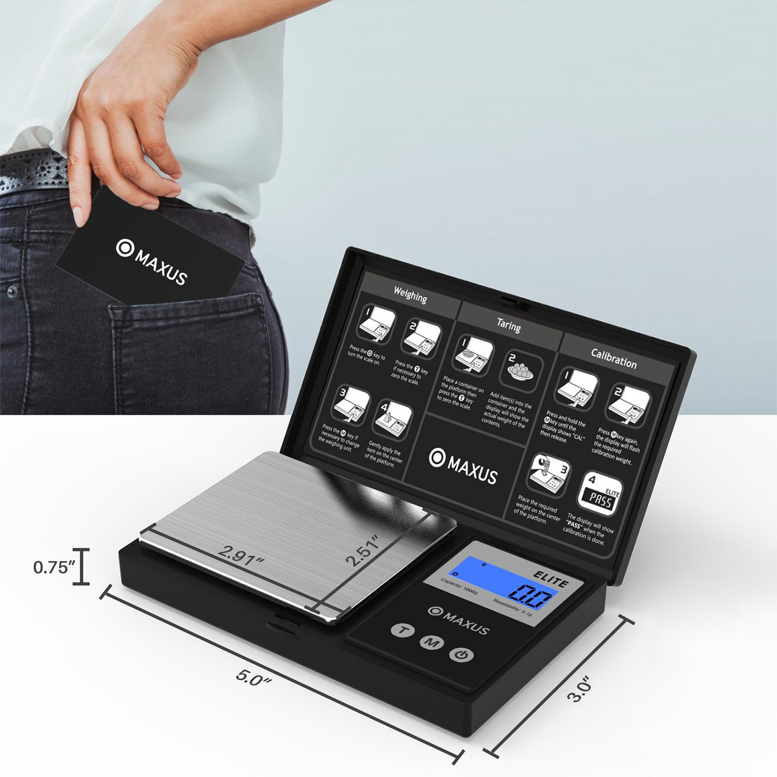 GetUSCart- MAXUS Digital Gram Scale 1000g/0.1g, Small Food Scale with ...