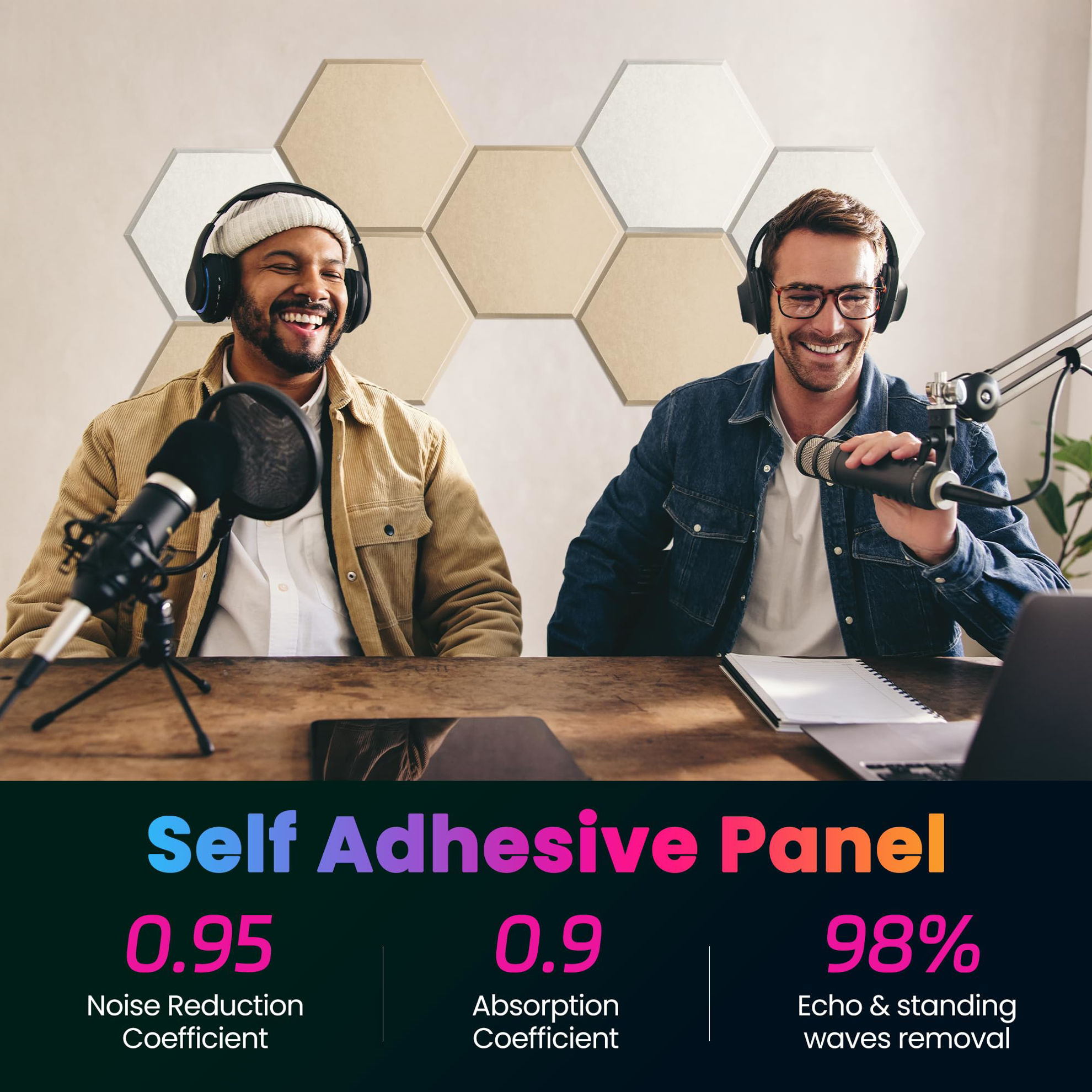 GetUSCart- Sonic Acoustics Self-Adhesive 12 Pack Hexagon Acoustic ...