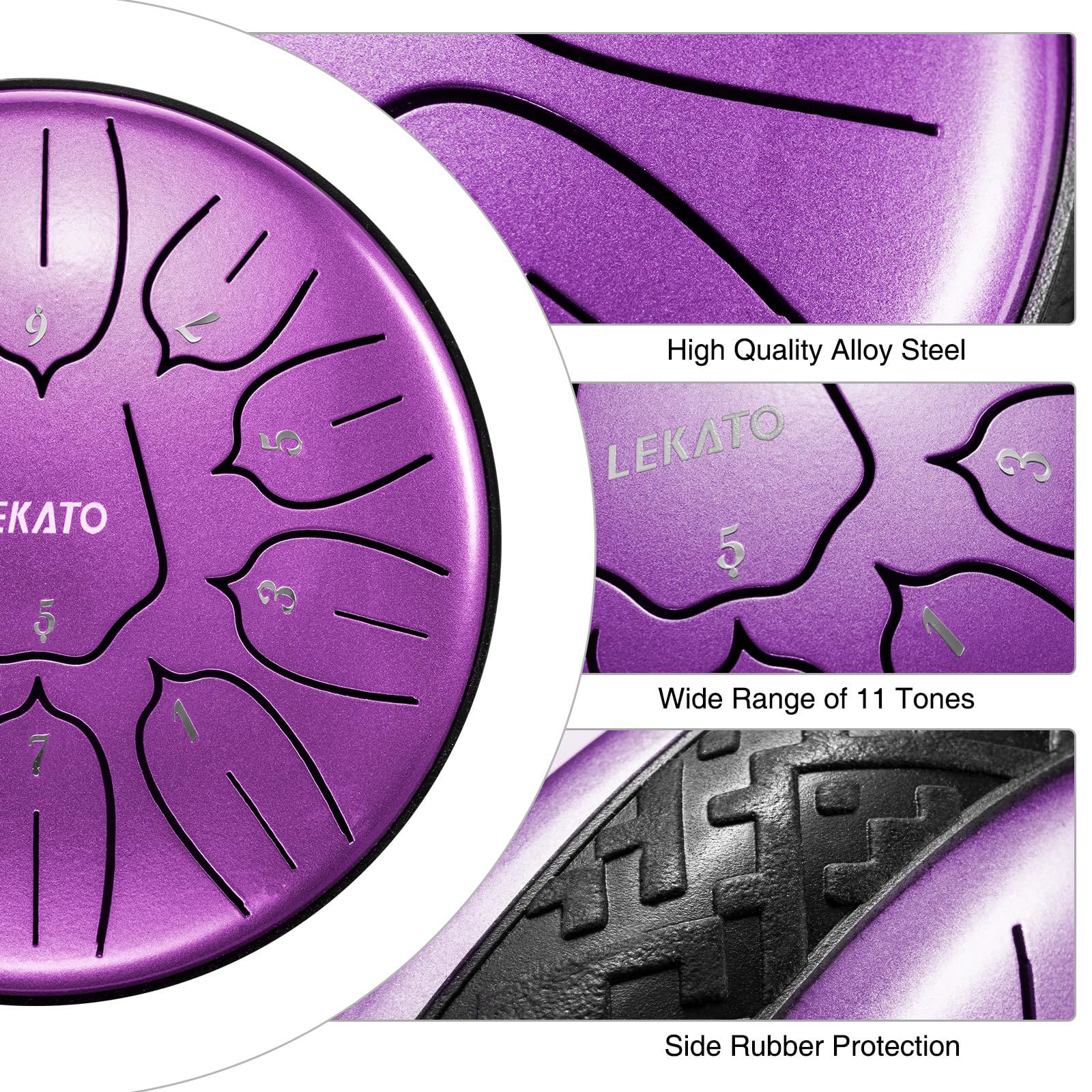 GetUSCart- Steel Tongue Drum 6 Inch 11 Notes, LEKATO Steel Drum D Major ...
