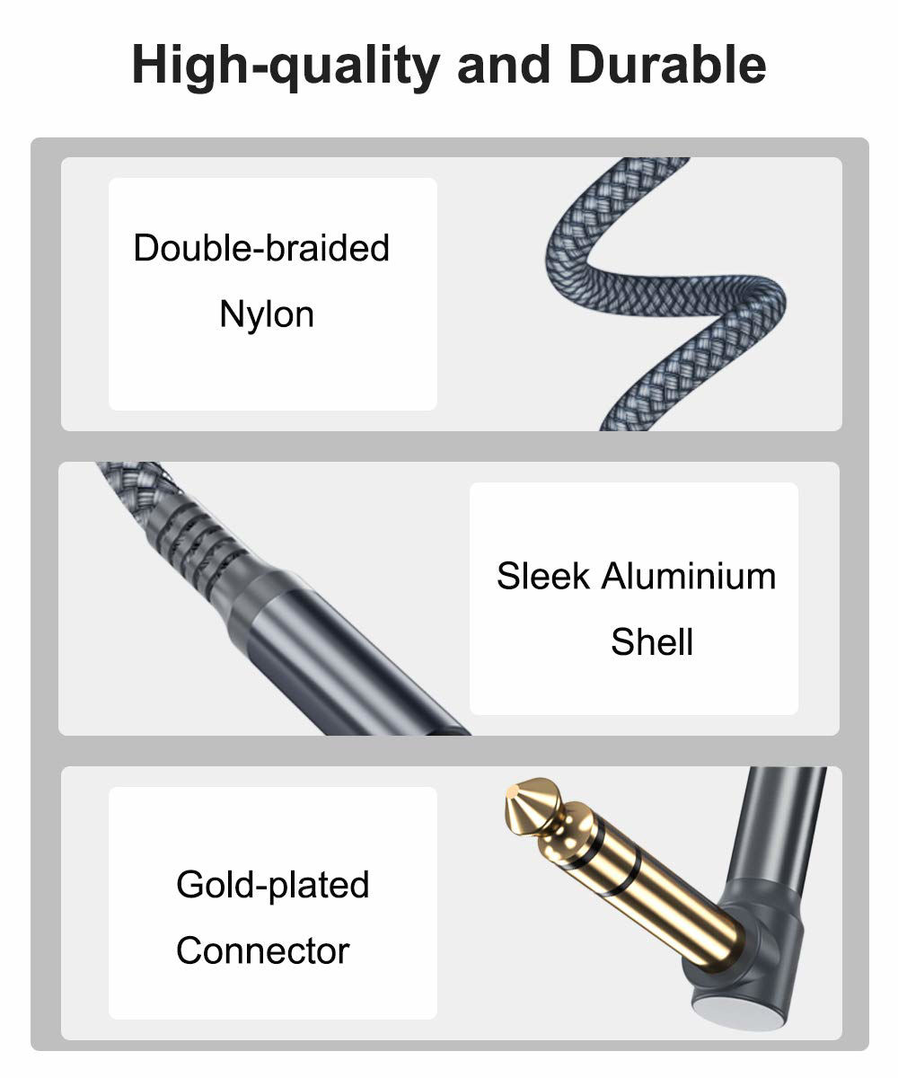 GetUSCart- Elebase 1/4 Inch TRS Instrument Cable 30ft 2-Pack,Right ...