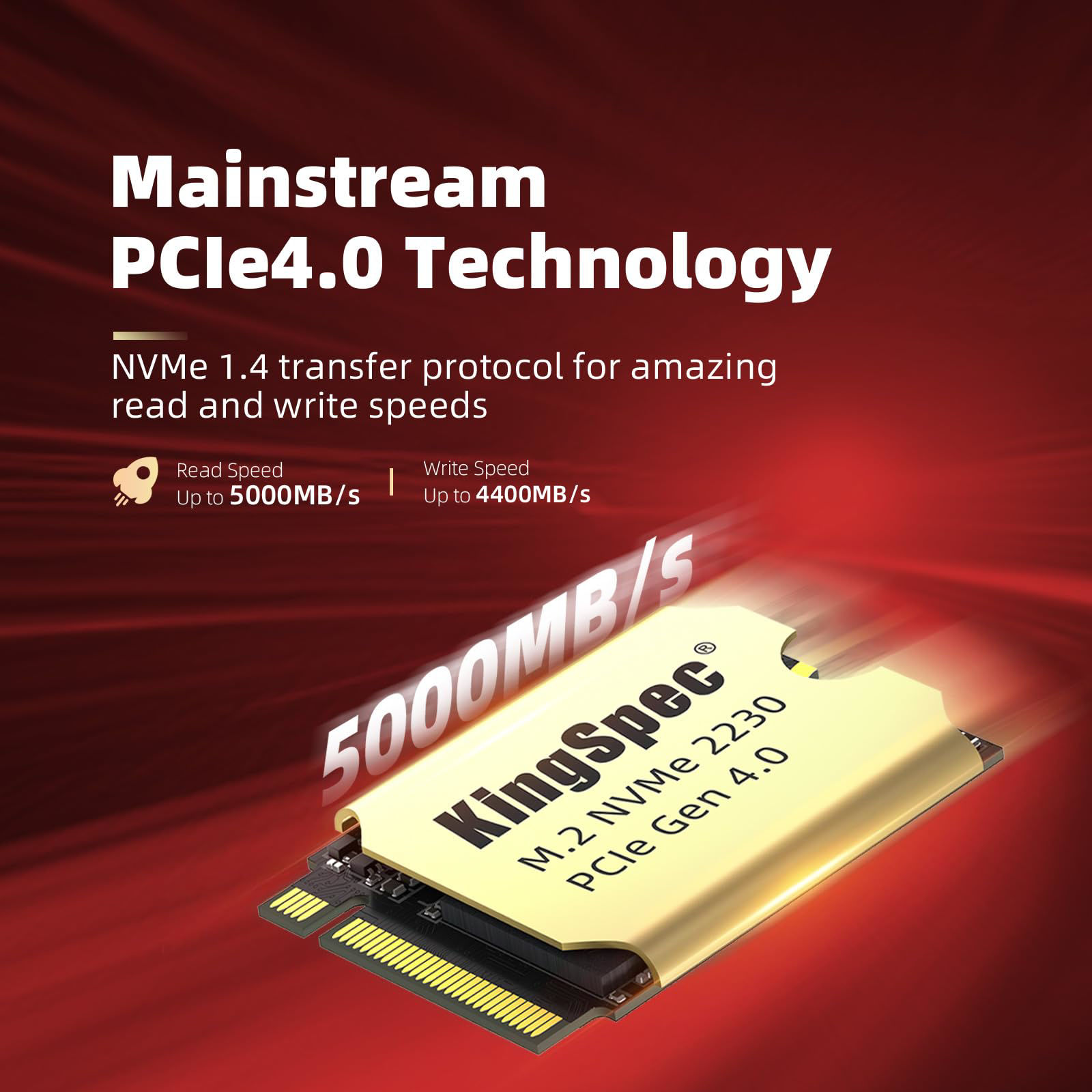 GetUSCart- KingSpec 512GB 2230 NVMe GEN 4x4 M.2 SSD, R/W up to 5,000MB/s & 2600MB/s, PCIe 4.0 ...
