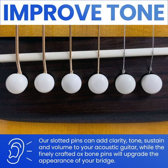 GetUSCart- Crosby Slotted Pure Bone Bridge Pins for 6 & 12 String ...