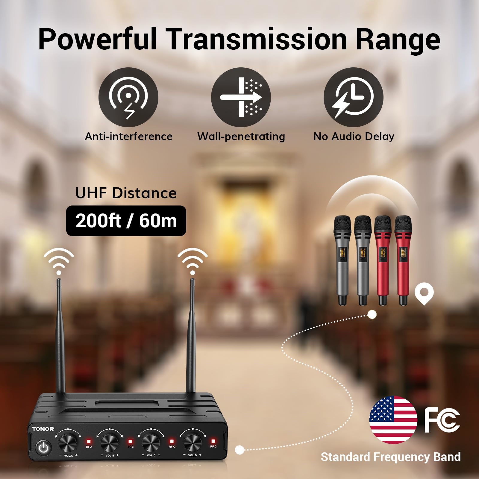 GetUSCart- TONOR Wireless Microphones System with 4x10 Channels ...