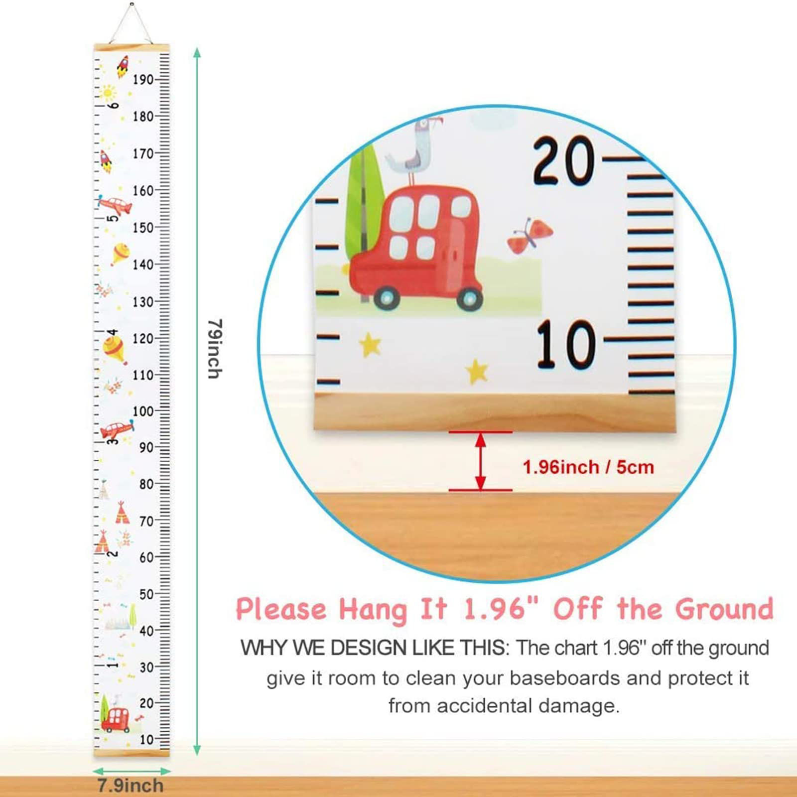 GetUSCart- MIBOTE Baby Growth Height Chart Handing Ruler Wall Decor for ...
