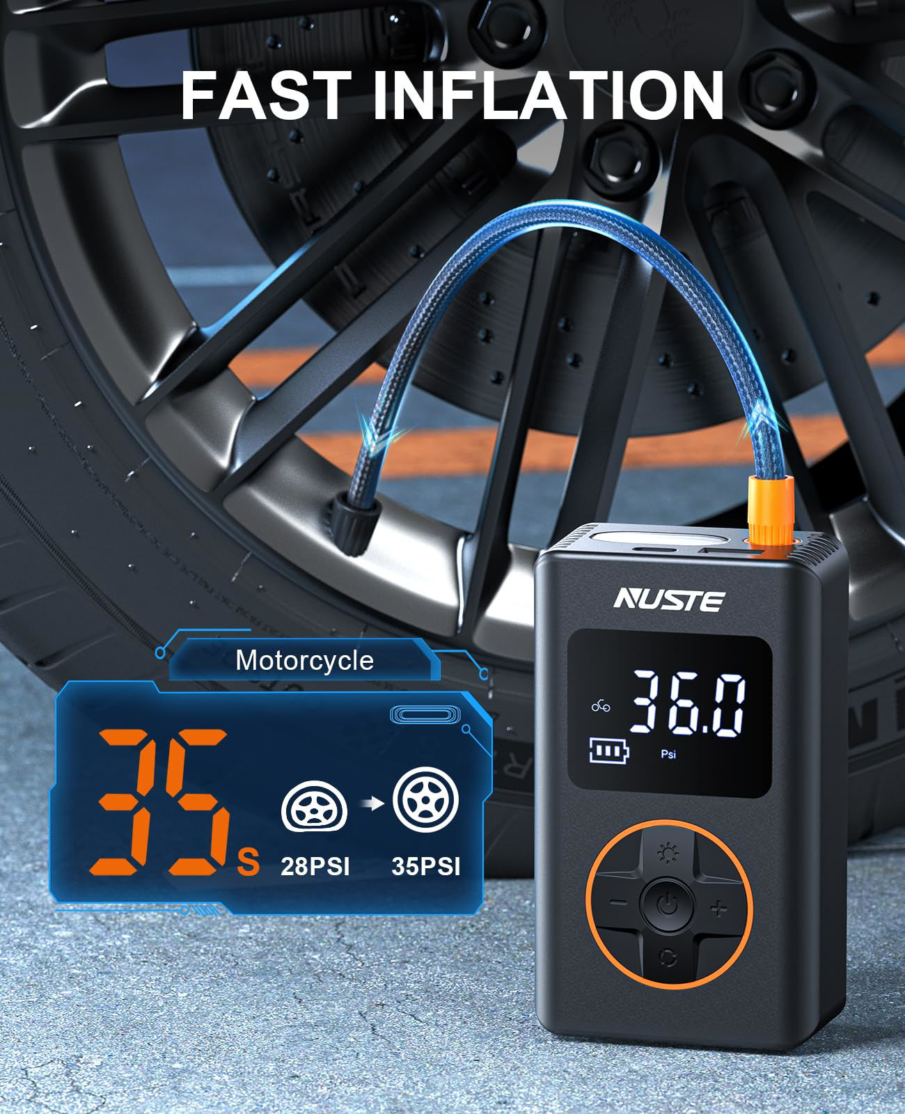 GetUSCart- NUSTE Tire Inflator Portable Air Compressor - 150 PSI ...