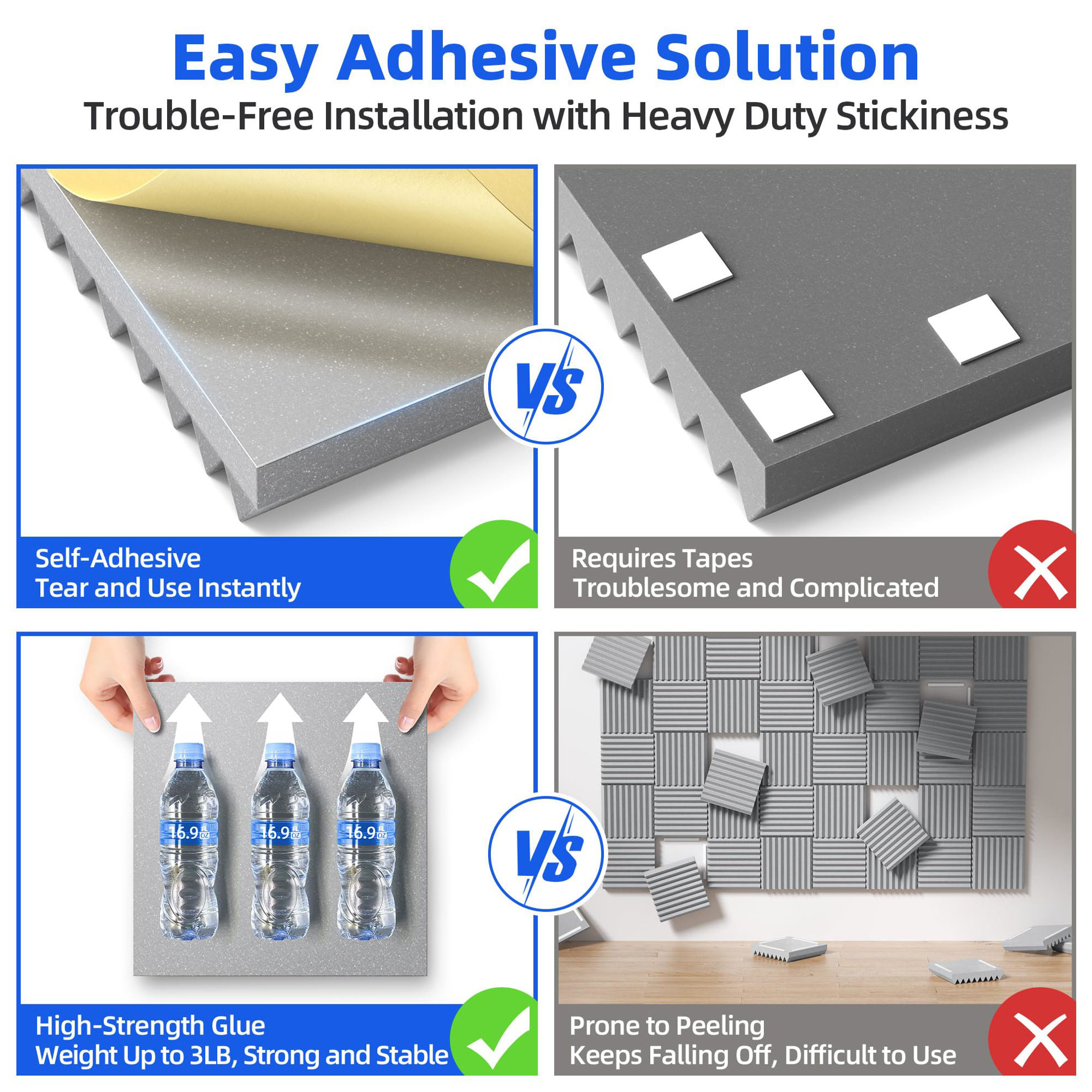 GetUSCart- 12 Pack Sound Proof Foam Panels for Wall with Self Adhesive ...