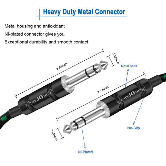 GetUSCart- Augioth 1/4 TRS Cable 20ft, Balance 6.35mm TRS Plug, Stereo ...