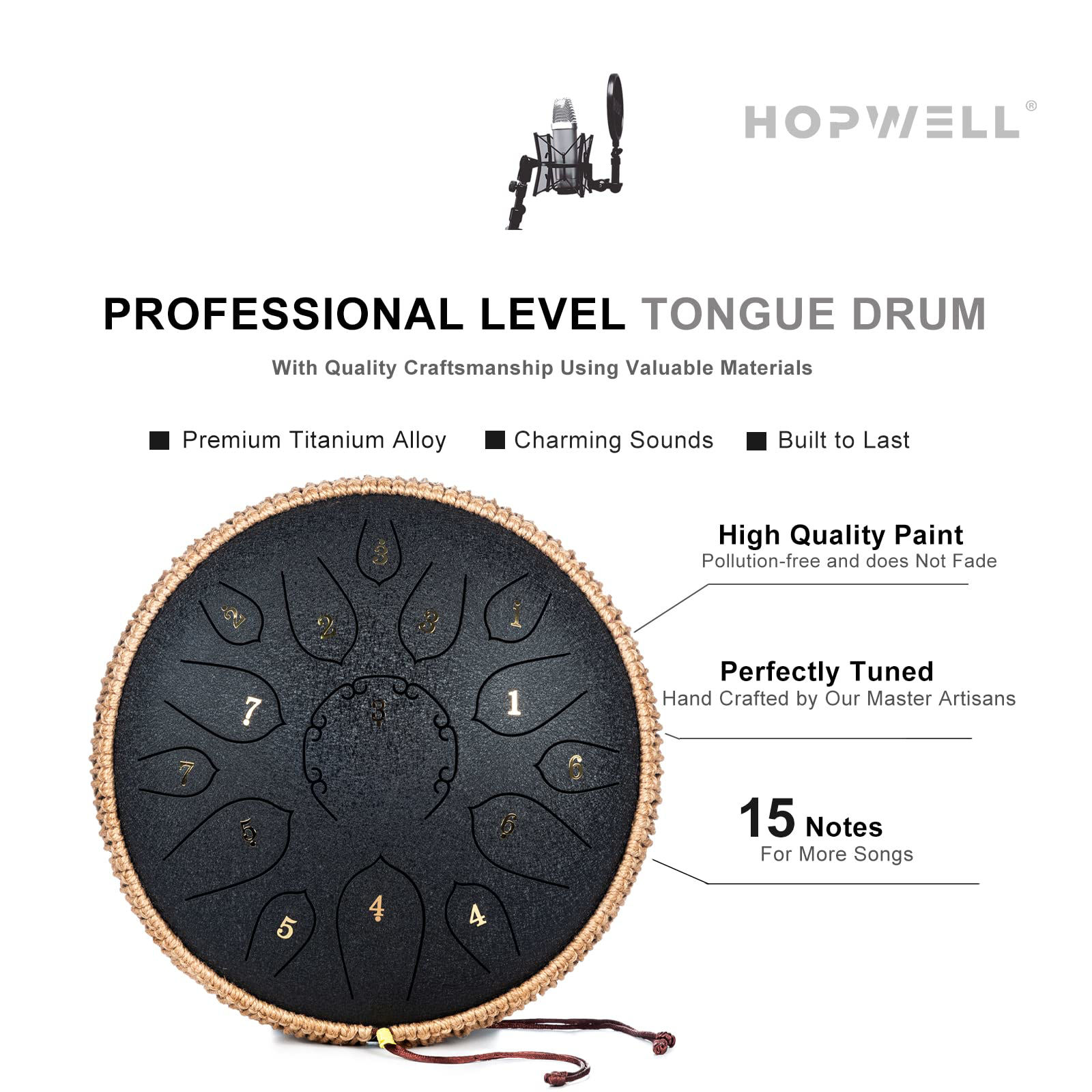 GetUSCart- HOPWELL Steel Tongue Drum - 15 Note 12 Inch Tongue Drums ...