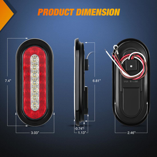 GetUSCart- Nilight 6Inch Oval Trailer Tail Light 2PCS Red Brake Stop ...