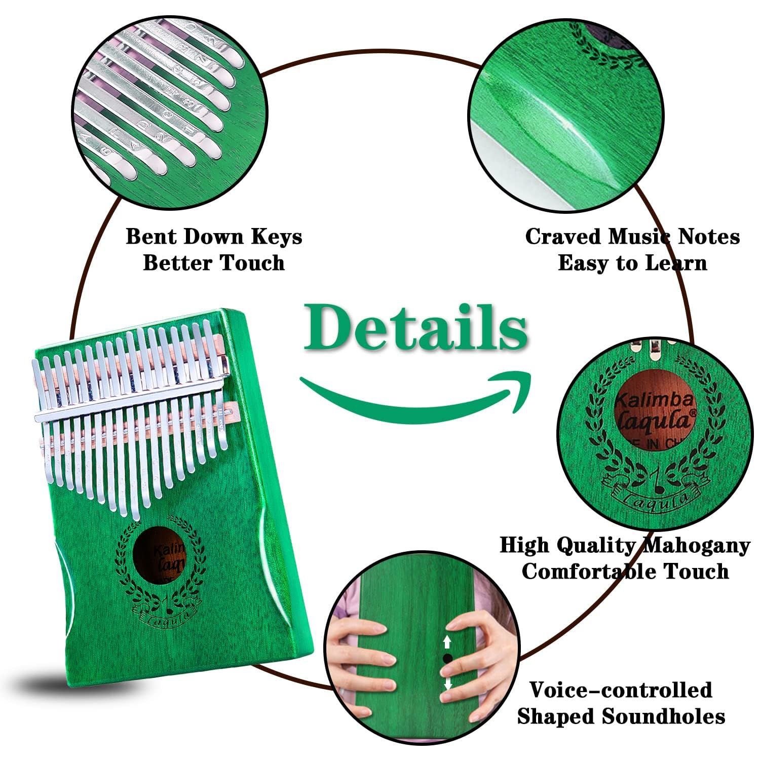 GetUSCart- Kalimba Thumb Piano 17 Keys - Portable Mbira Sanza Finger ...