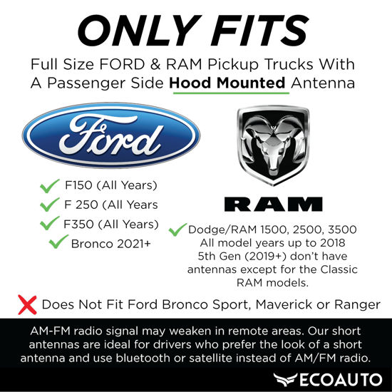 GetUSCart- EcoAuto Bullet Antenna Replacement for Dodge Ram & Ford F150 ...