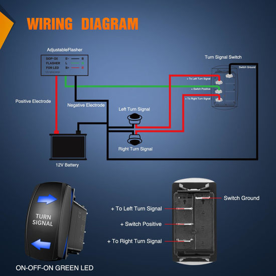 GetUSCart- Nilight Turn Signal Switch with Flasher Relay Kit 4PIN ON ...