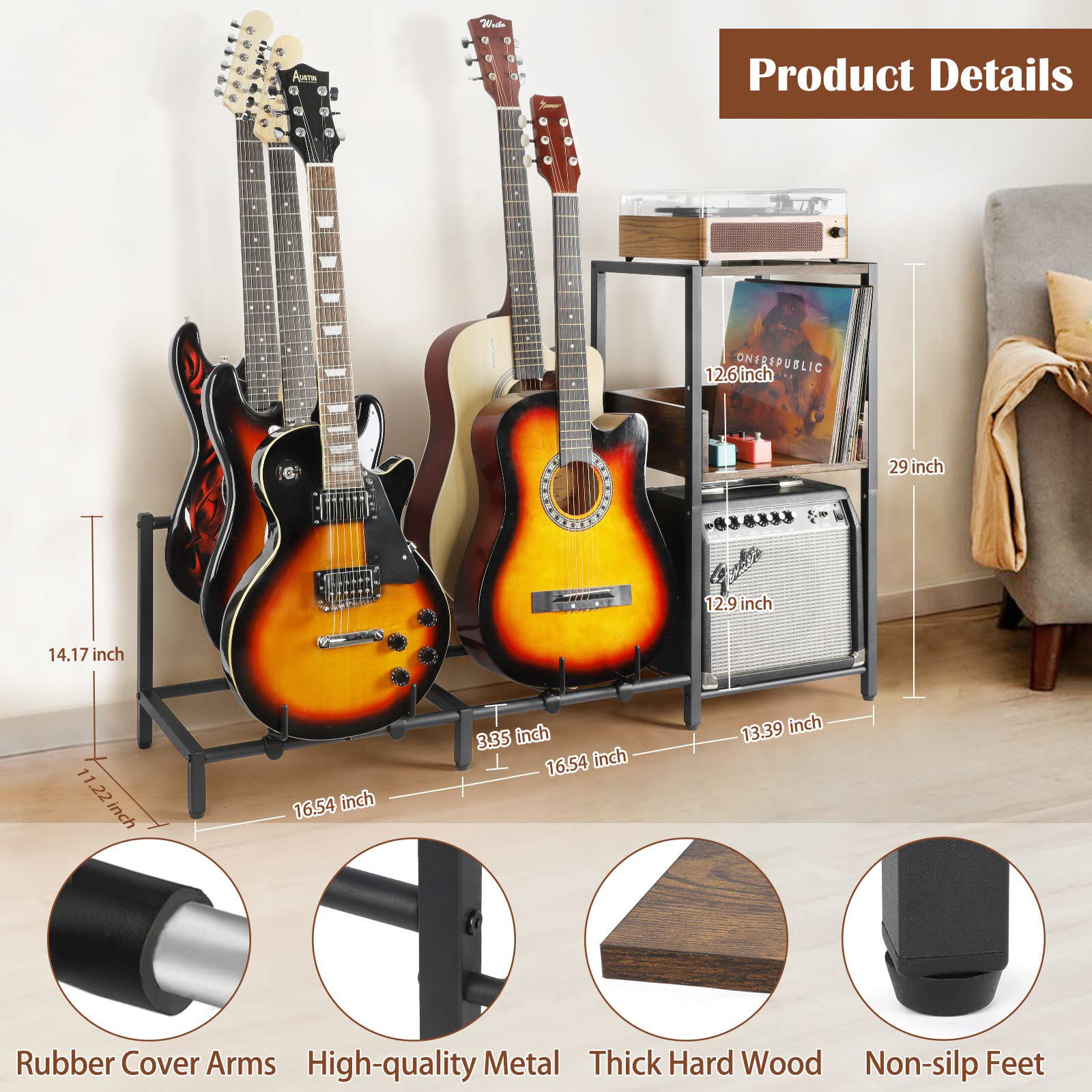 GetUSCart- Bikoney Guitar Stand 5-Tier for Acoustic, Electric Guitar ...