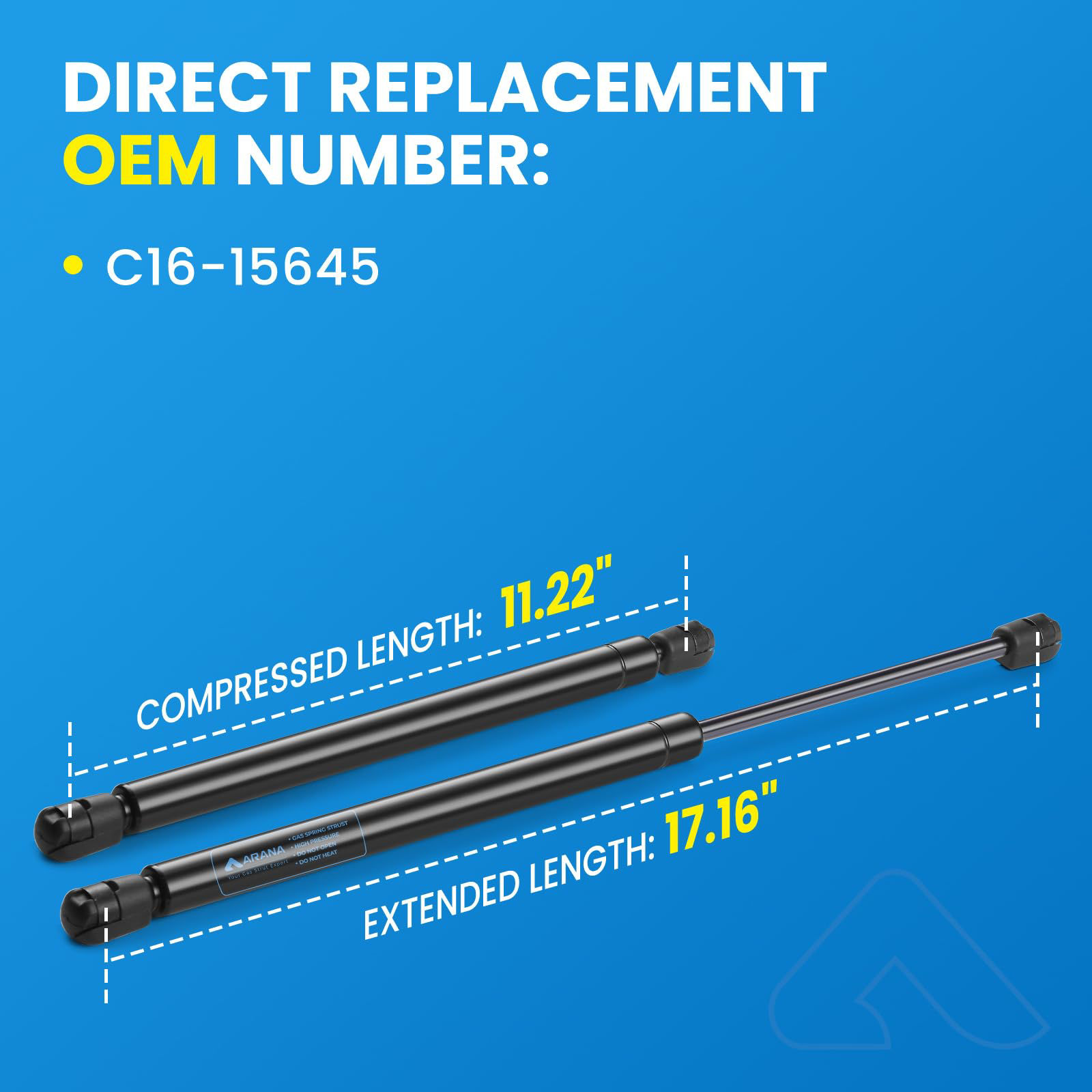 GetUSCart- ARANA C16-15645 Gas Struts 17 inch 20Lb/89N, C1615645 ...