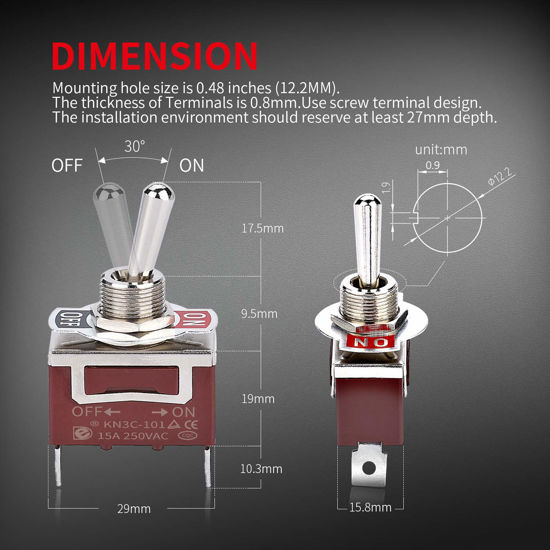 GetUSCart- DaierTek SPST Waterproof Toggle Switch 12V DC 30A 125VAC 20A ...
