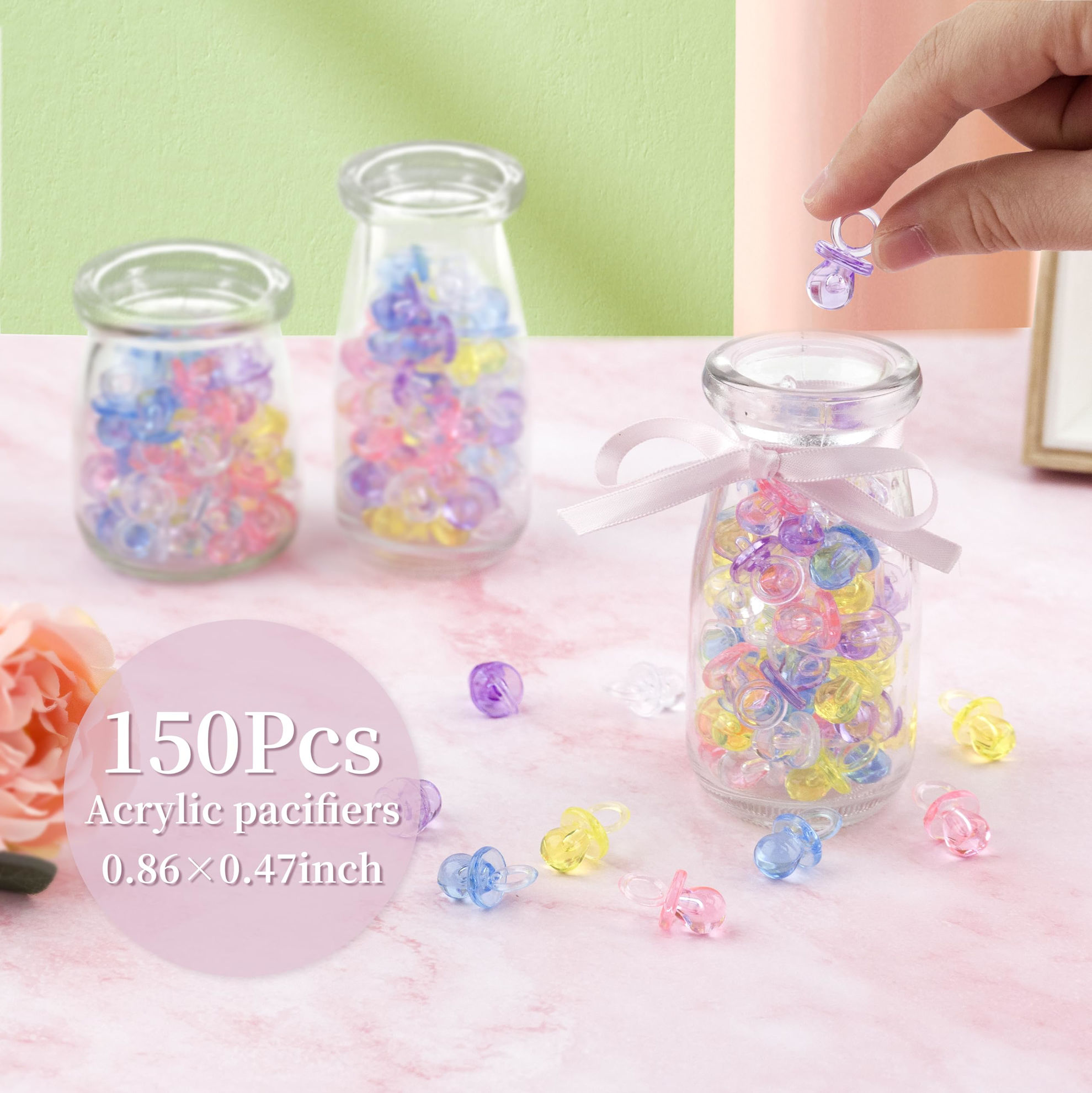 GetUSCart- 150 Mini Pacifiers for Baby Shower Game(5 Color), 0.86 Inch ...
