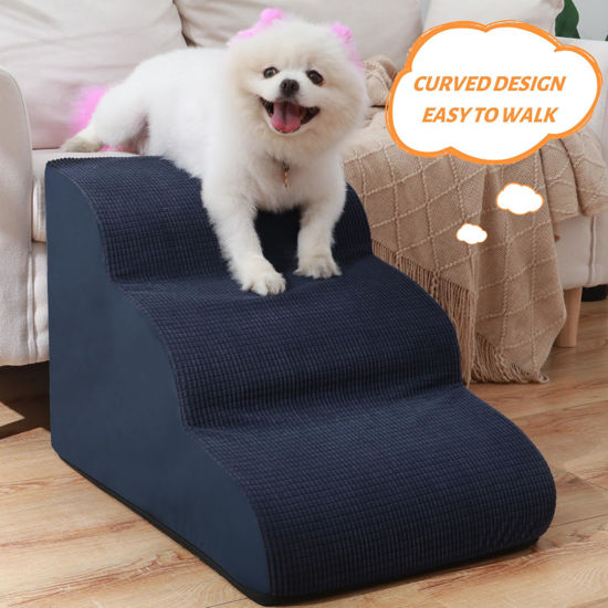 GetUSCart- Dog Stairs and Steps for Beds Or Couches, 3-Step Pet Stairs ...