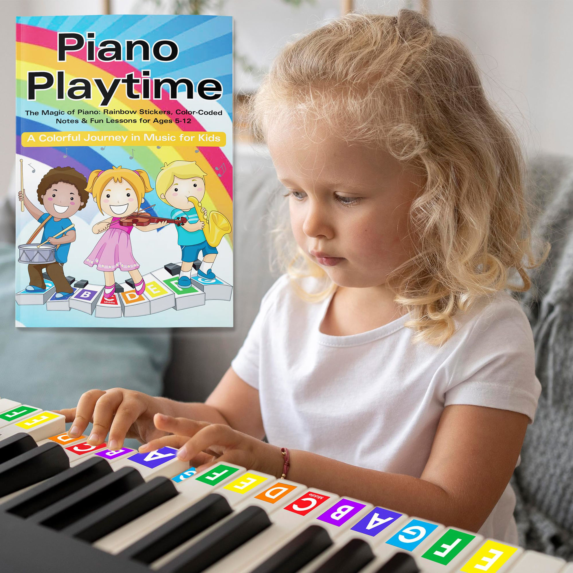 GetUSCart- QMG Rainbow Color Piano and Keyboard Sticker and Kids Piano ...
