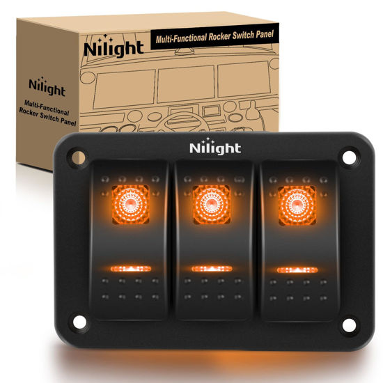 GetUSCart- Nilight 3 Gang Rocker Switch Panel with Orange LED Light 5 ...