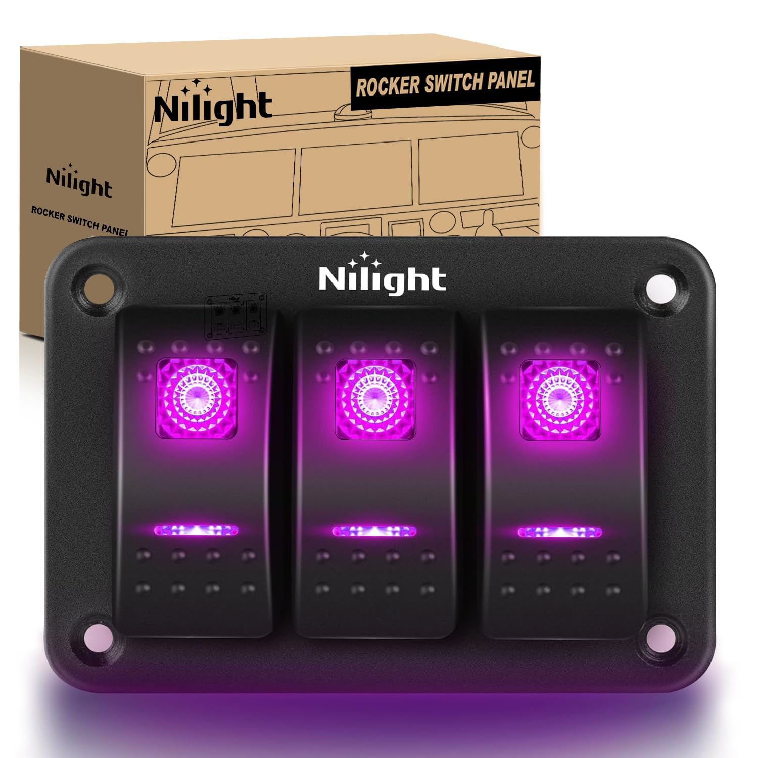 GetUSCart- Nilight 3 Gang Aluminum Rocker Switch Panel 5 Pin ON Off Pre ...