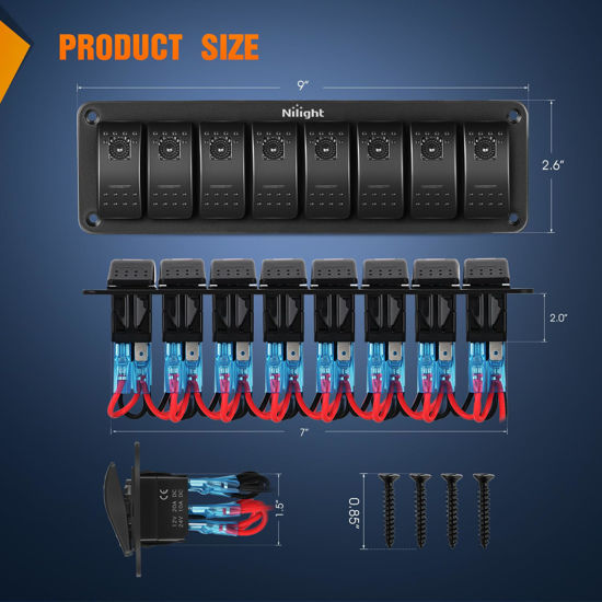 GetUSCart- Nilight 8 Gang Rocker Switch Panel with Purple LED Light 5 ...