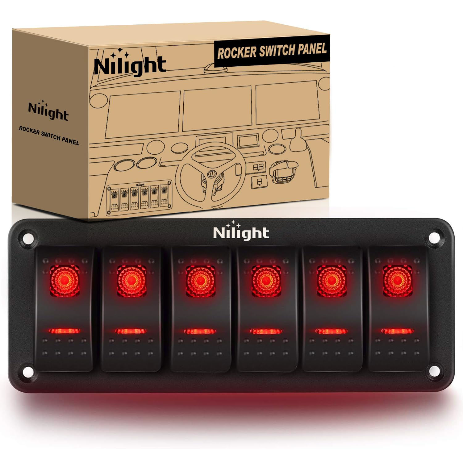 GetUSCart- Nilight 6 Gang Rocker Switch Panel 5Pin On Off Toggle Switch ...